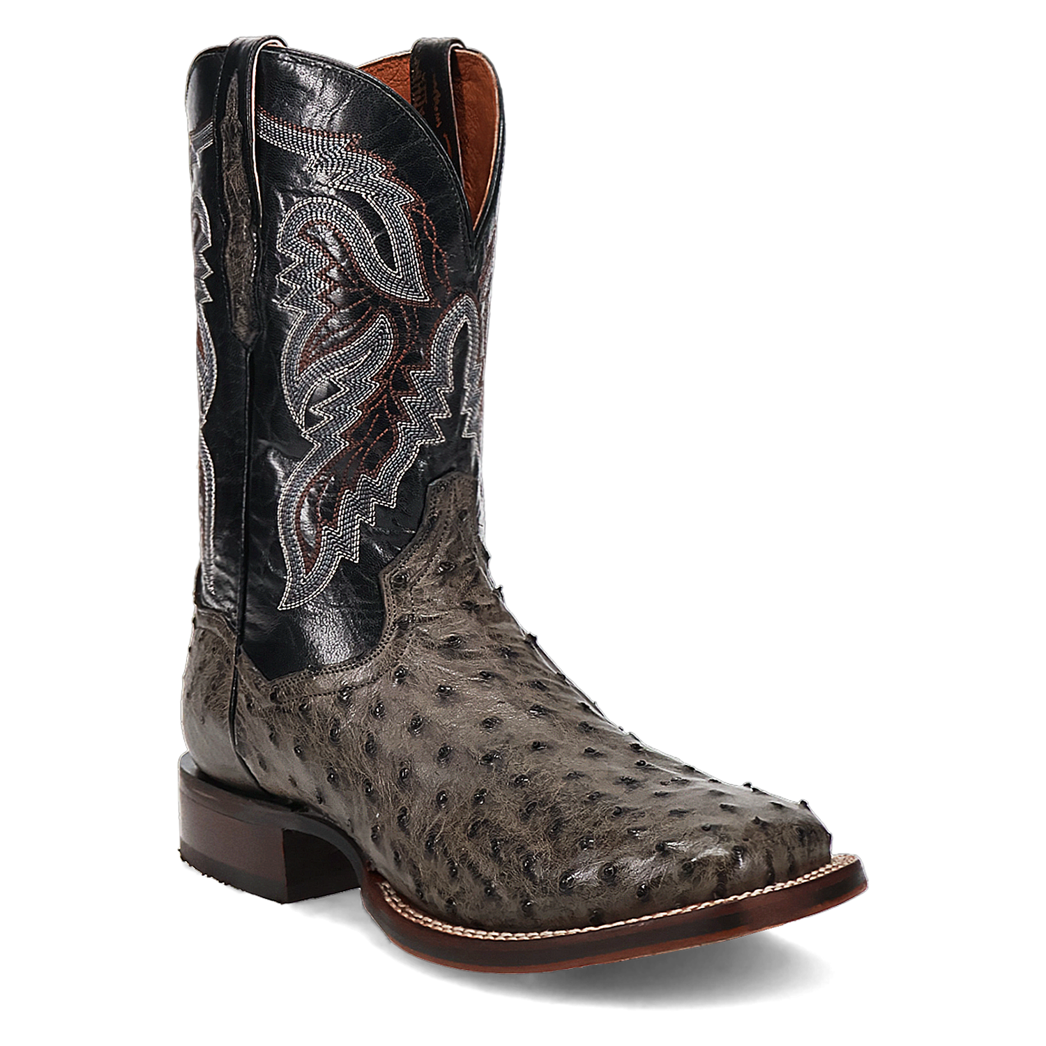 Dan Post DP5013 11" Alamosa Grey Full Quill Ostrich Wide Square Toe Bo