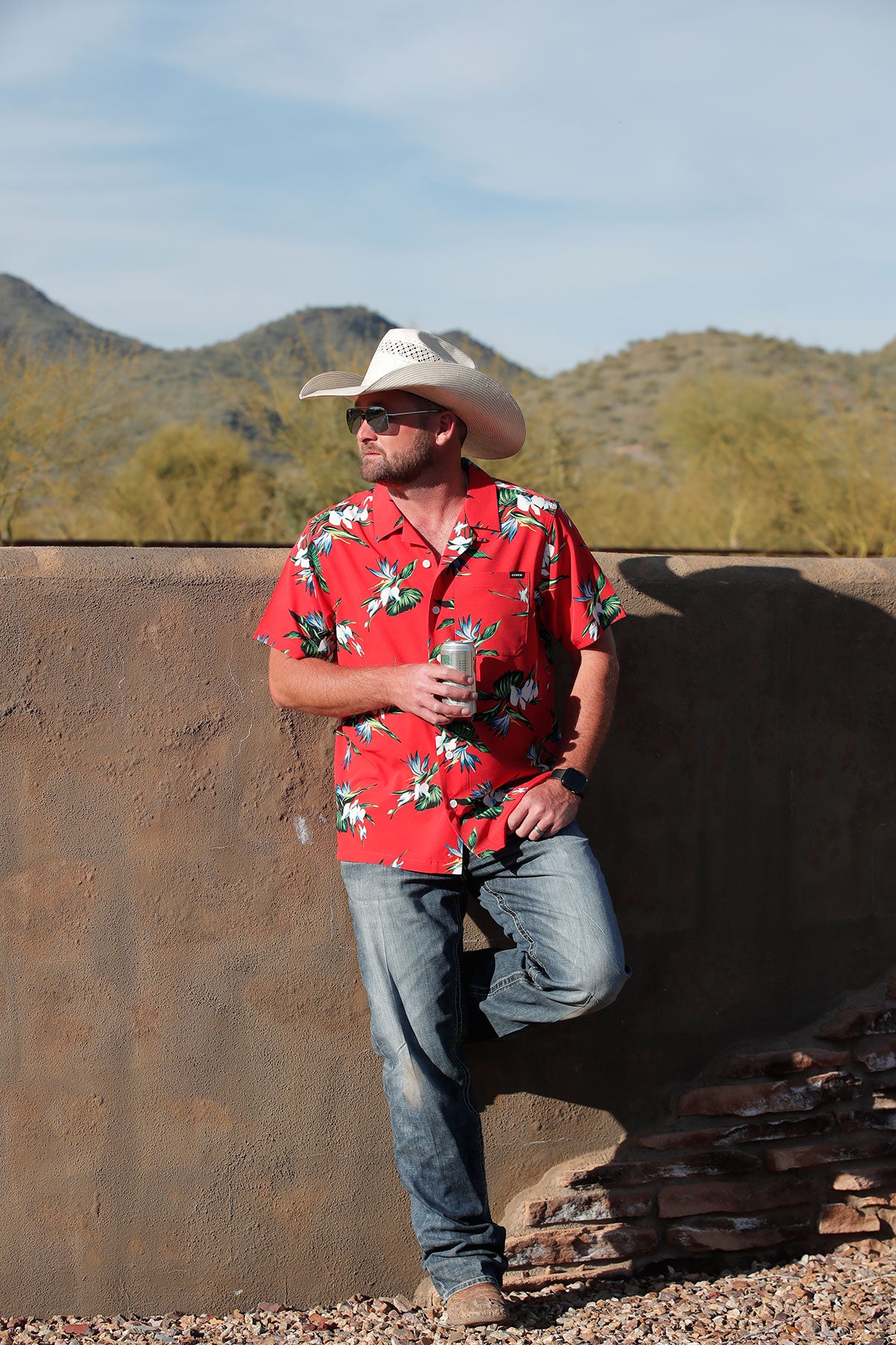 Men's Cinch MTW1401040 Short Sleeve Red Camp Shirt *CLOSEOUT*