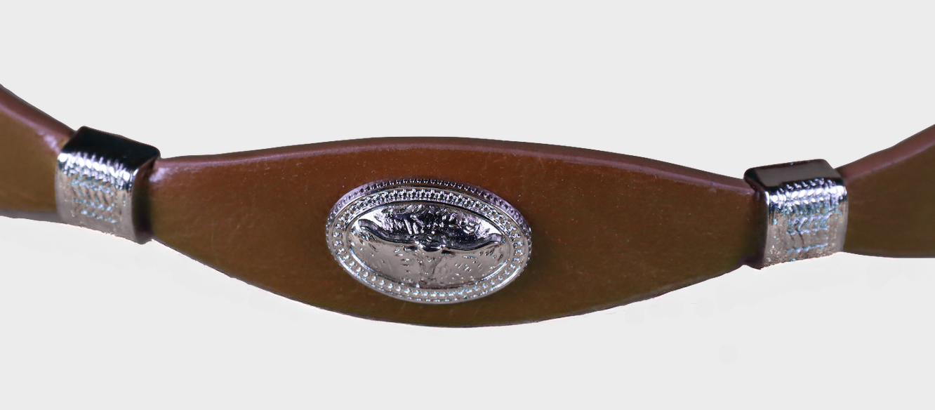 Top Notch Accessories Coffee Brown Leather Longhorn Concho Hat Band