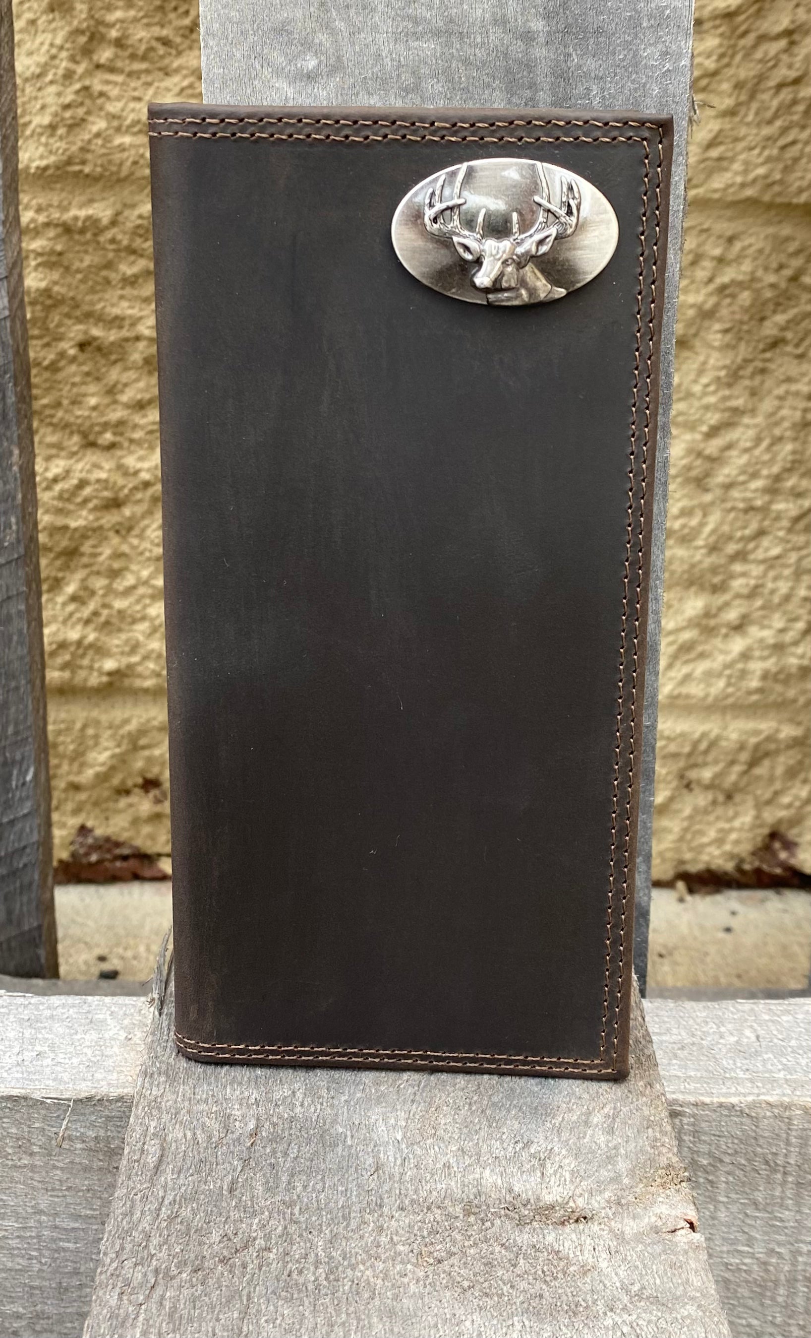Zep-Pro Buck Concho Brown “Crazy Horse” Leather Tall Wallet