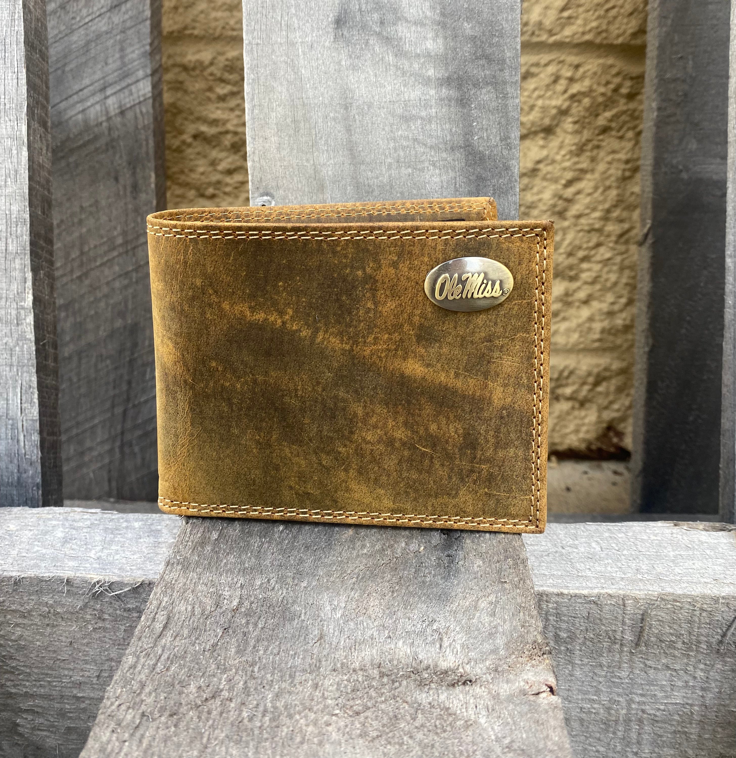 Zep Pro University of Mississippi Vintage Tan Leather Bi-fold Wallet